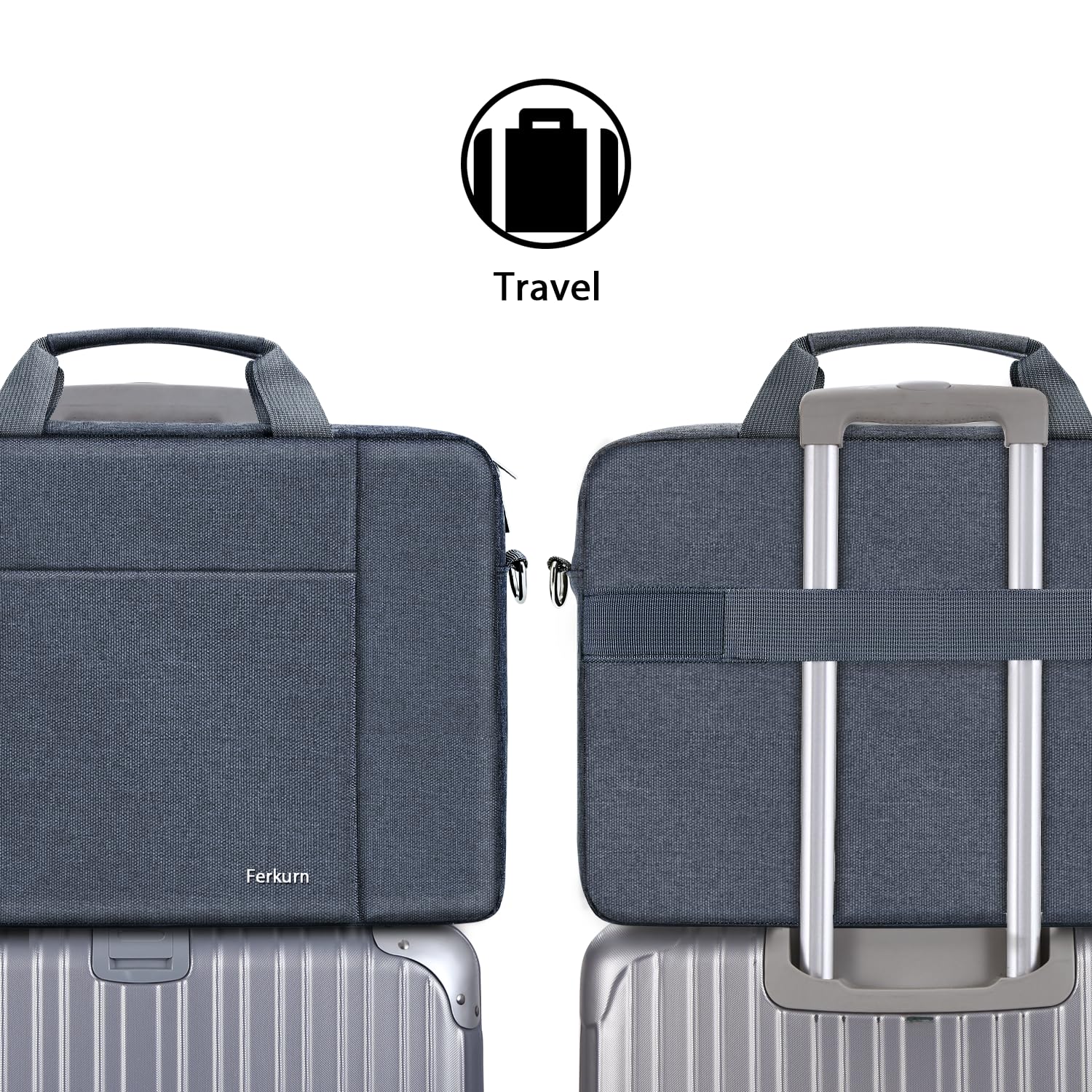 Ferkurn Laptop Bag Case for Women Men Computer Bag Compatible with HP Envy Pavilion Omen/LG Gram/MSI/Dell Inspiron XPS/Lenovo/Acer, Shoulder Strap Carrying Messenger Briefcase, Grey, 14 Inch