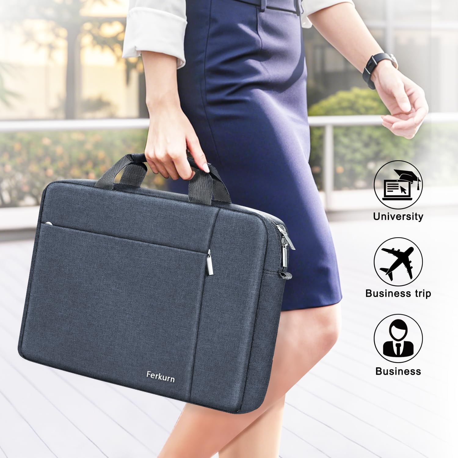 Ferkurn Laptop Bag Case for Women Men Computer Bag Compatible with HP Envy Pavilion Omen/LG Gram/MSI/Dell Inspiron XPS/Lenovo/Acer, Shoulder Strap Carrying Messenger Briefcase, Grey, 14 Inch