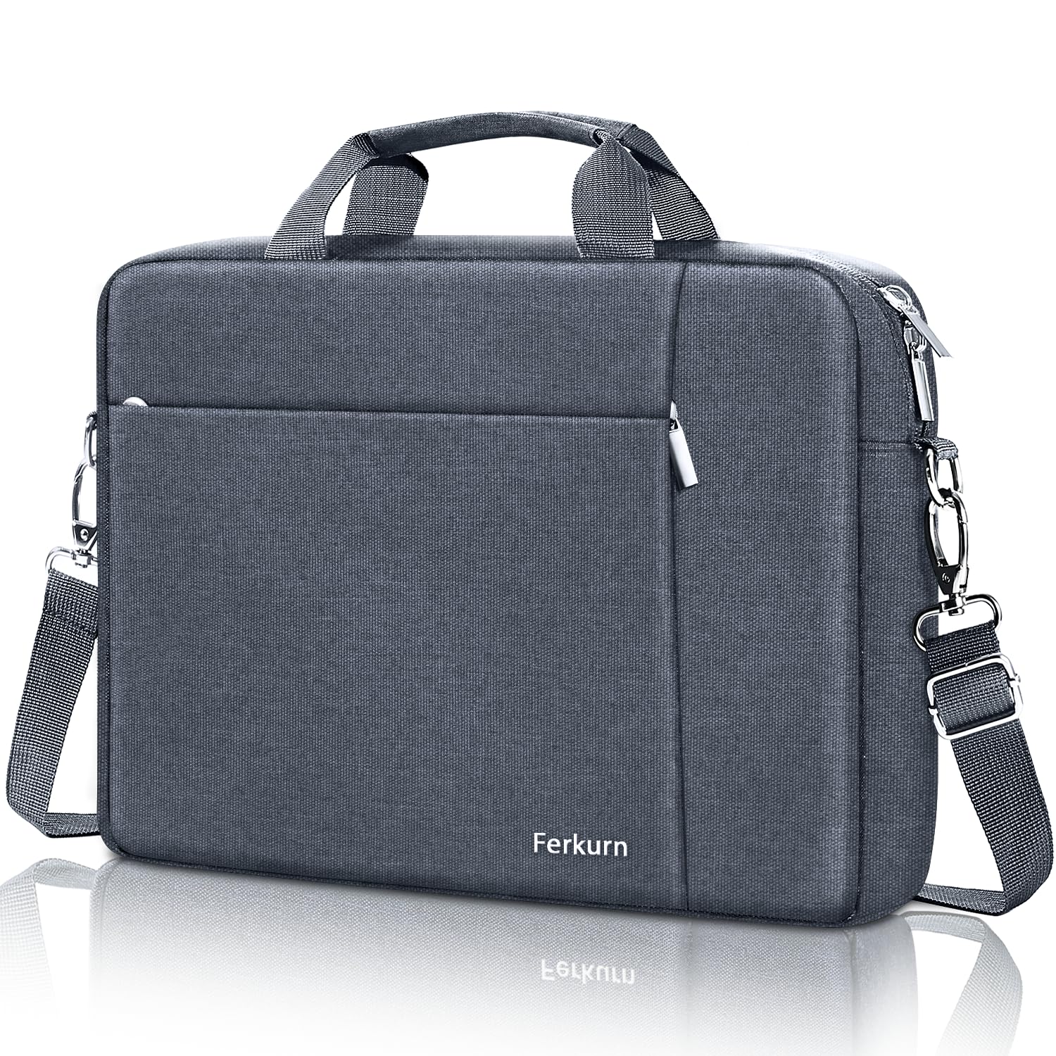 Ferkurn Laptop Bag Case for Women Men Computer Bag Compatible with HP Envy Pavilion Omen/LG Gram/MSI/Dell Inspiron XPS/Lenovo/Acer, Shoulder Strap Carrying Messenger Briefcase, Grey, 14 Inch