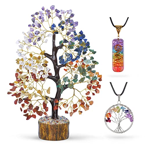 Seven Chakra Tree - Gemstone Tree - Feng Shui Crystal - Crystal Tree for Positive Energy - Gifts for Spiritual People - Crystal Decor - Chakra Crystals