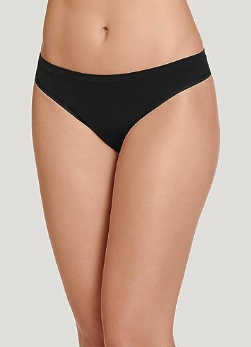 Jockey Women's Underwear Smooth & Shine Seamfree Thong, Black, XL