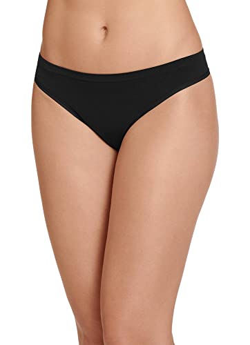 Jockey Women's Underwear Smooth & Shine Seamfree Thong, Black, S