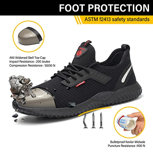 Waterproof Steel Toe Safety Shoe for Men Lightweight Slip Resistant Work Sneaker Comfortable Puncture Proof Indestructible Industrial Construction Zapatos Punta de Acero seguridad para Hombres trabajo