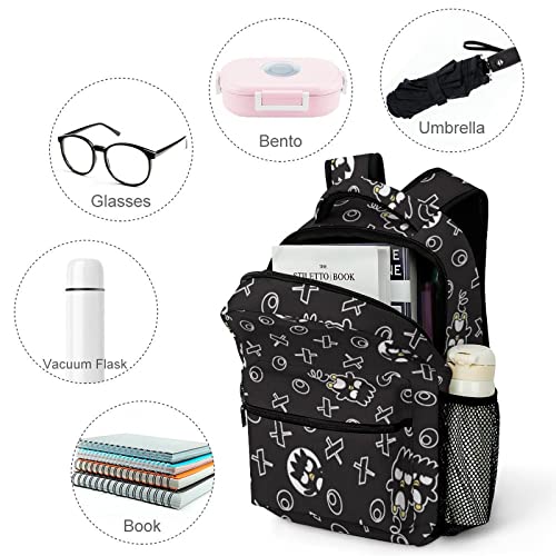 Bad Badtz Maru Backpack Book Bag Withe Side Pokect Large Suitable for Men Women ​Hiking Camping Picnic Daypacks