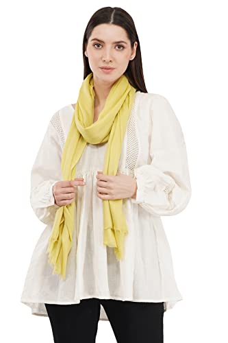 Womens Light weight Soft Cashmere Wrap Scarf Warm Solid Color Stole 100% Cashmere pure wool scarf, woven woollen stole (Yellow)