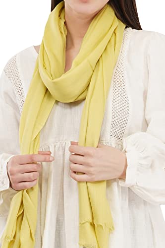 Womens Light weight Soft Cashmere Wrap Scarf Warm Solid Color Stole 100% Cashmere pure wool scarf, woven woollen stole (Yellow)