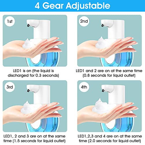 Automatic Foaming Soap Dispenser by OTLS, 4 Level Adjustable Foaming Hand Soap Dispenser, 420ml Automatic Soap Dispenser Touchless, USB-C Port, 2 Hooks for Wall Mount
