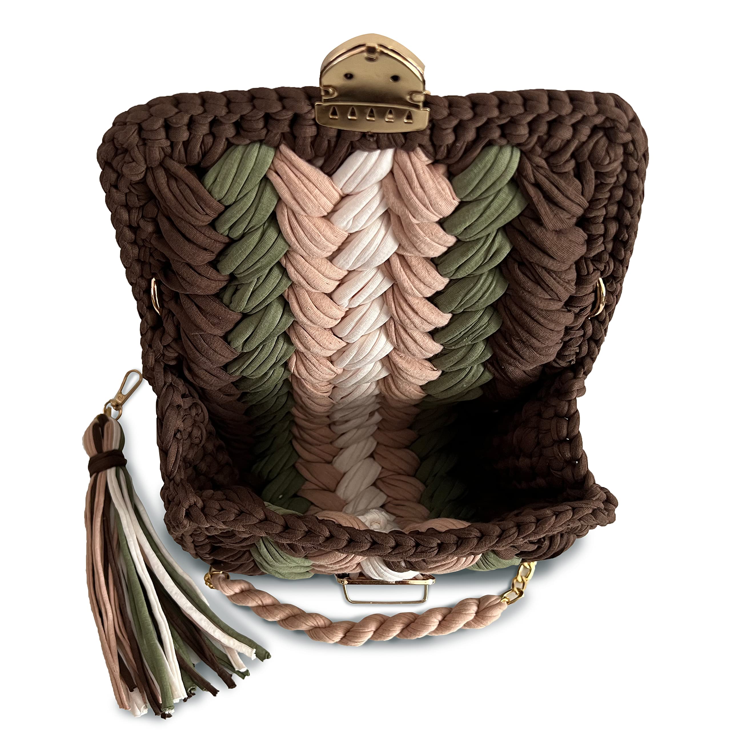 CHQEL Evening Clutch Bag for Women, Handmade Crochet Wedding Party Purse, Small Flap Formal Crossbody Handbag Evening Clutch (Autumn)