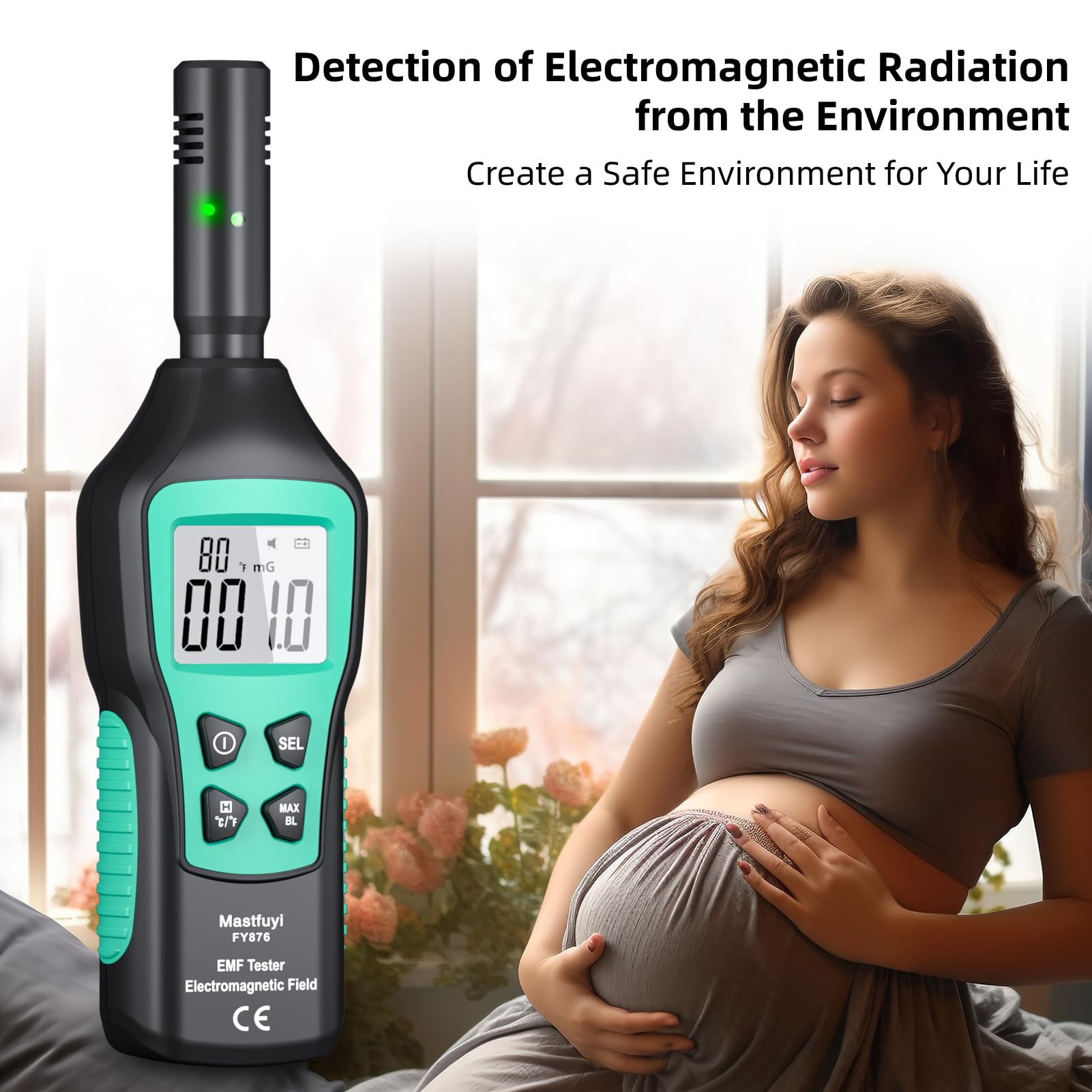 Mastfuyi EMF Meter, Electromagnetic Radiation Detector, Digital LCD EMF Detector, EMF Tester for Ghost Hunting, Home, Office, Outdoor, Indicator Lights, Audible Alert