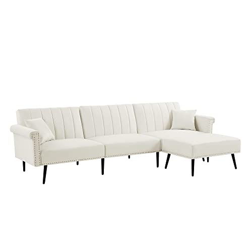 hansones 65'' 3-in-1 Folding Sofa Bed – Queen Size Pullout, Modern Chenille Fabric, 360° Swivel Table, Easy Assembly – Perfect for Living Room