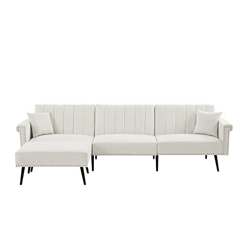hansones 65'' 3-in-1 Folding Sofa Bed – Queen Size Pullout, Modern Chenille Fabric, 360° Swivel Table, Easy Assembly – Perfect for Living Room