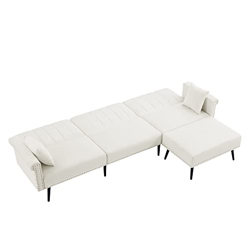 hansones 65'' 3-in-1 Folding Sofa Bed – Queen Size Pullout, Modern Chenille Fabric, 360° Swivel Table, Easy Assembly – Perfect for Living Room