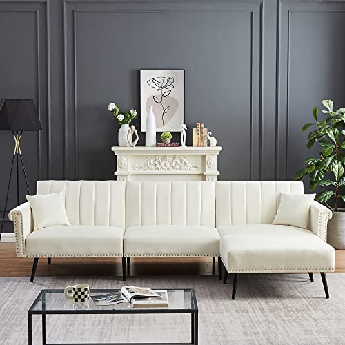 hansones 65'' 3-in-1 Folding Sofa Bed – Queen Size Pullout, Modern Chenille Fabric, 360° Swivel Table, Easy Assembly – Perfect for Living Room