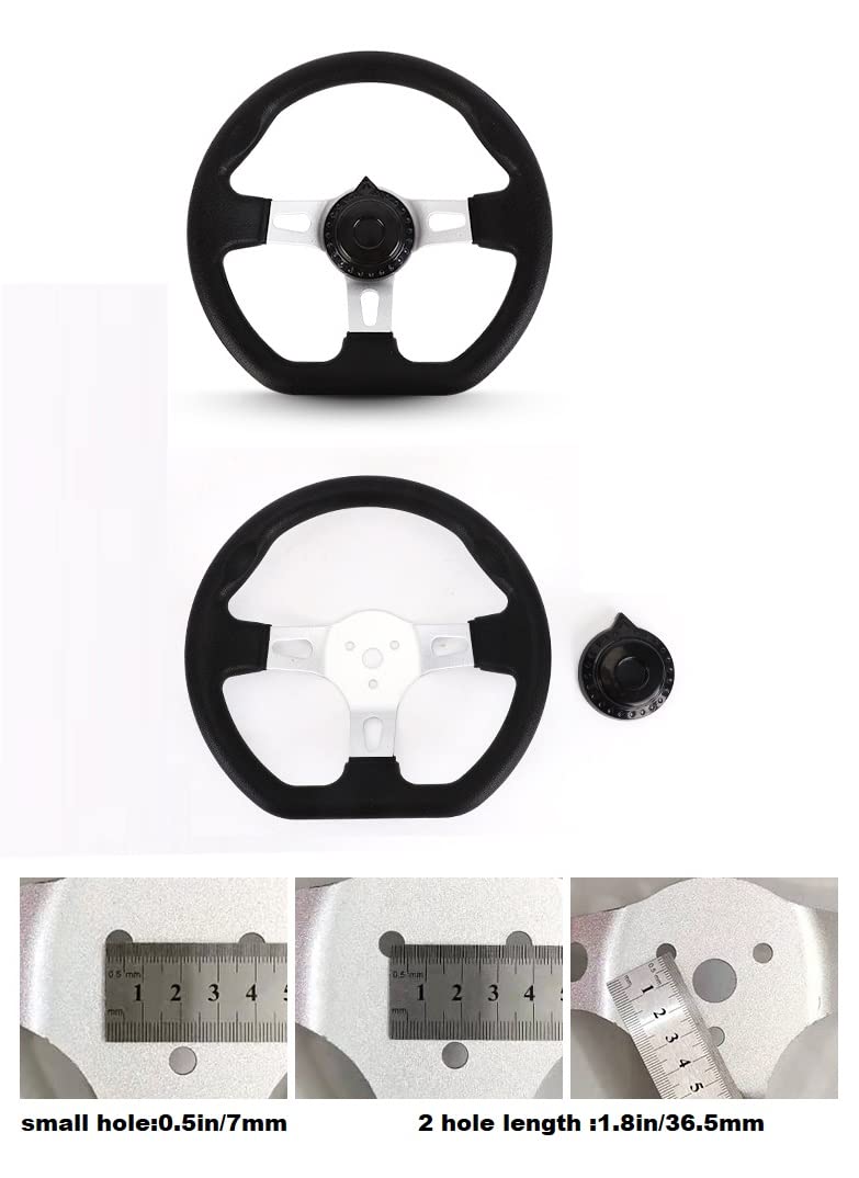10.5inch/27cm Kart Steering Wheel - 3 Spokes Quick Release Off-Road Cart Steering Wheel Interior With Holes For Go Kart Beach Kart Replacement Vehicle Universal (10.5inch/27cm - Black)