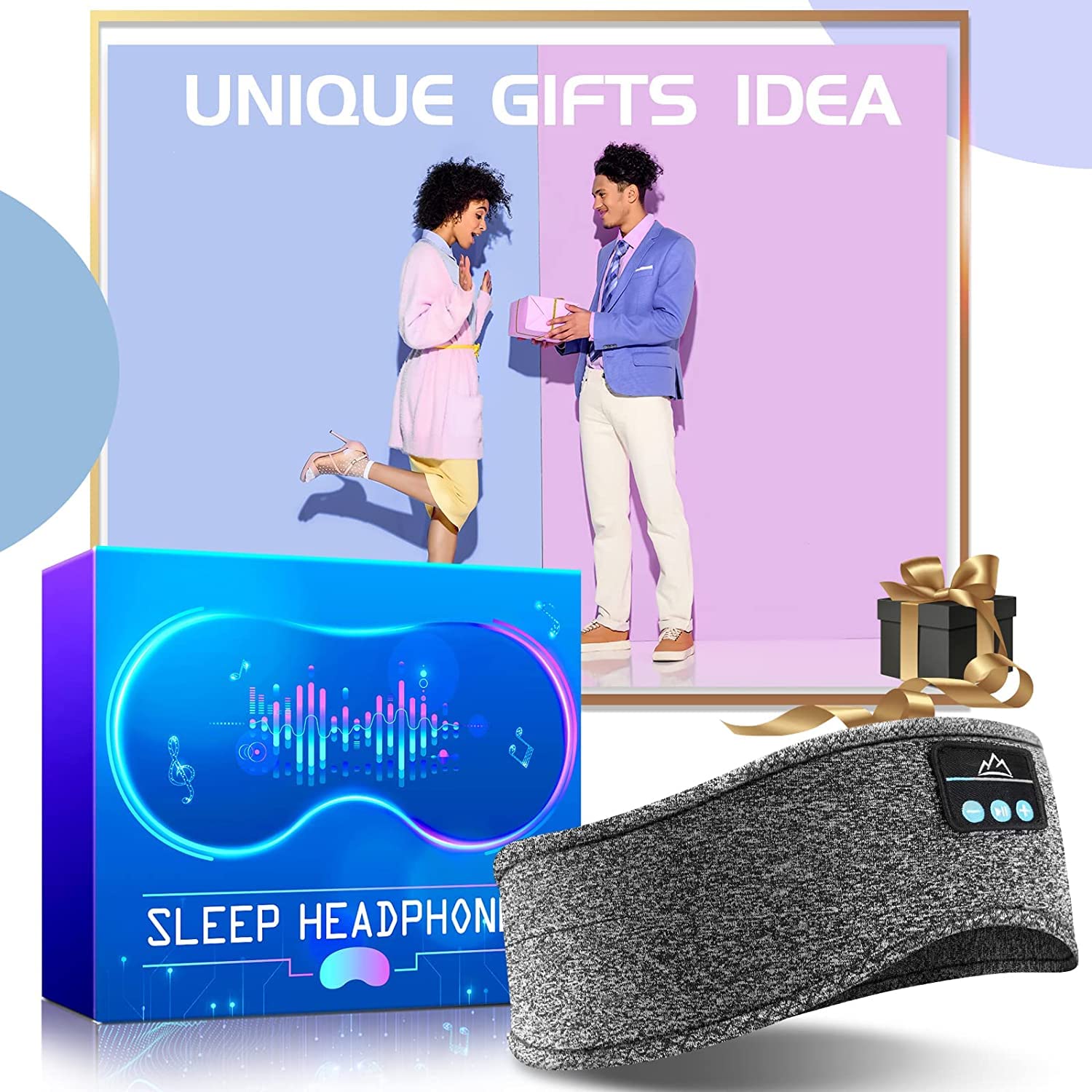 Sleep Headphones Wireless Bluetooth Headband - Comfy Sleeping Eye Mask Headset, Sport Head Band Earbuds Electronics Tech Gadgets Christmas Stocking Stuffers Birthday Gifts for Women Men Running