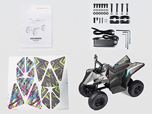HYPER GOGO Electric Quad ATV for Kids,13" Tires Four-Wheeled Off-Road Vehicle,36V 350W Motor up to 10 Miles(White)