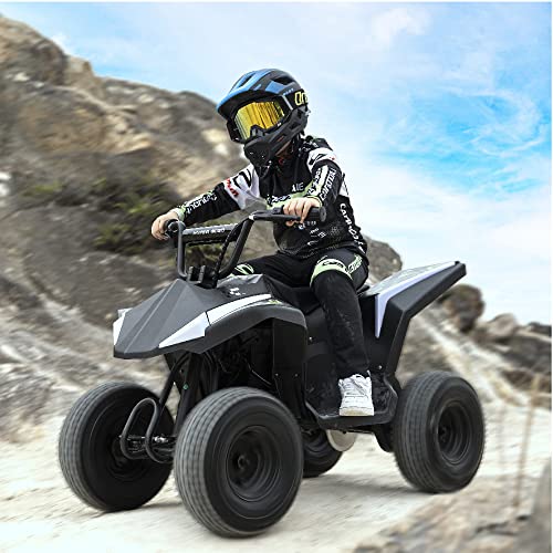 HYPER GOGO Electric Quad ATV for Kids,13" Tires Four-Wheeled Off-Road Vehicle,36V 350W Motor up to 10 Miles(White)
