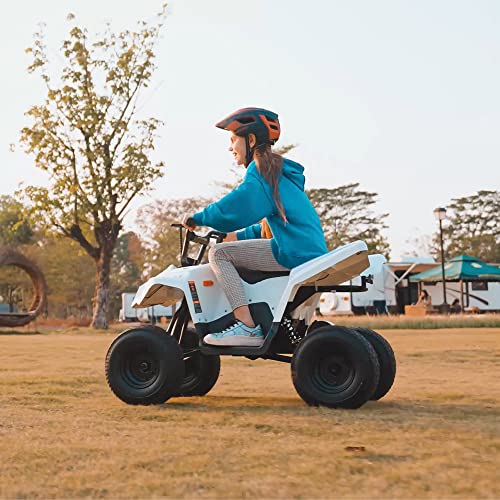 HYPER GOGO Electric Quad ATV for Kids,13" Tires Four-Wheeled Off-Road Vehicle,36V 350W Motor up to 10 Miles(White)
