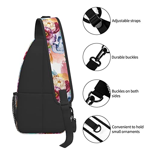 Sling Bag for Men Women, for Sugar Skull Mexcian Pattern, Shoulder Backpack Chest Bags