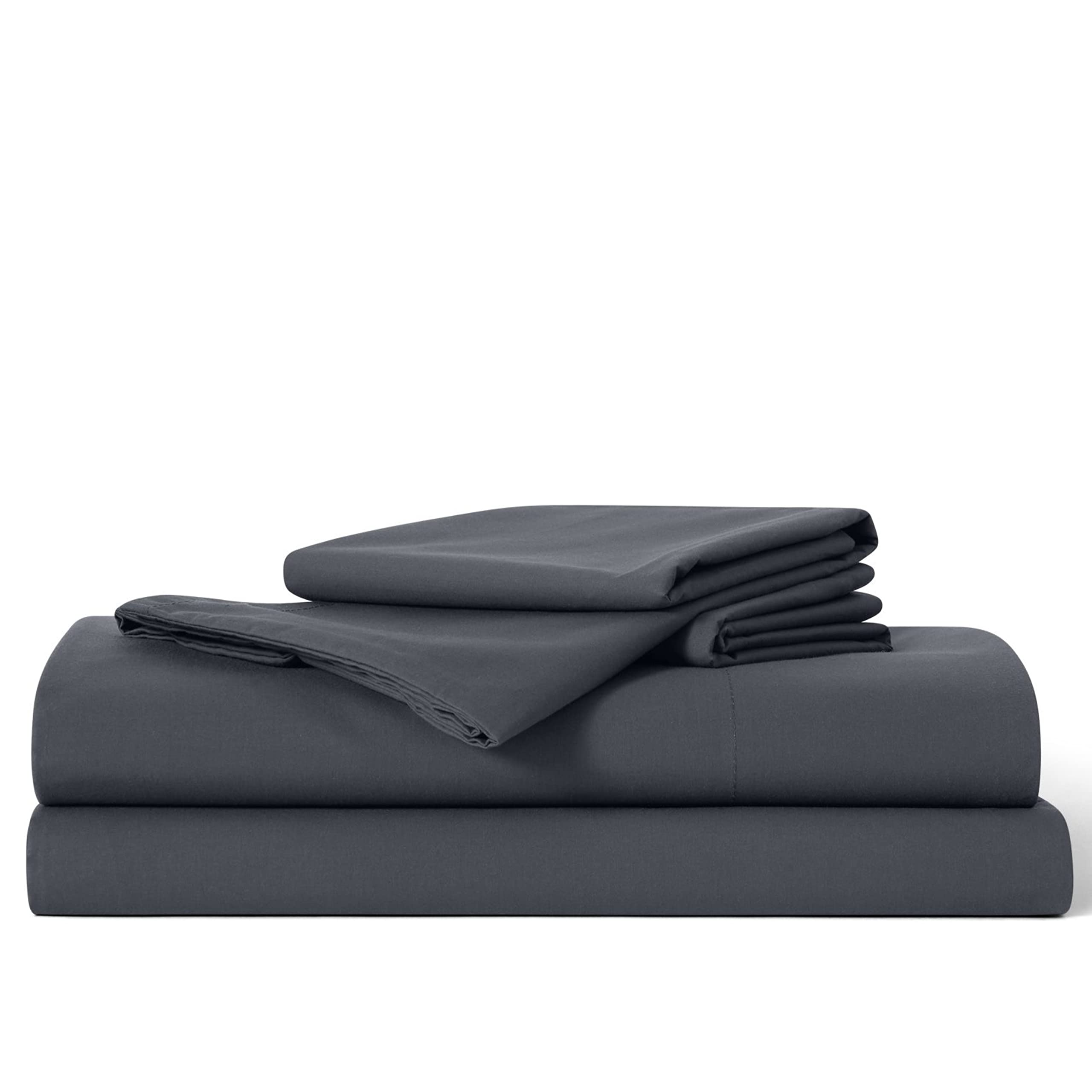 Brooklinen Luxury Percale Core Sheet Set, Full Size in Graphite - Fitted Sheet, Flat Sheet, 2 Pillowcases | Best Sheets