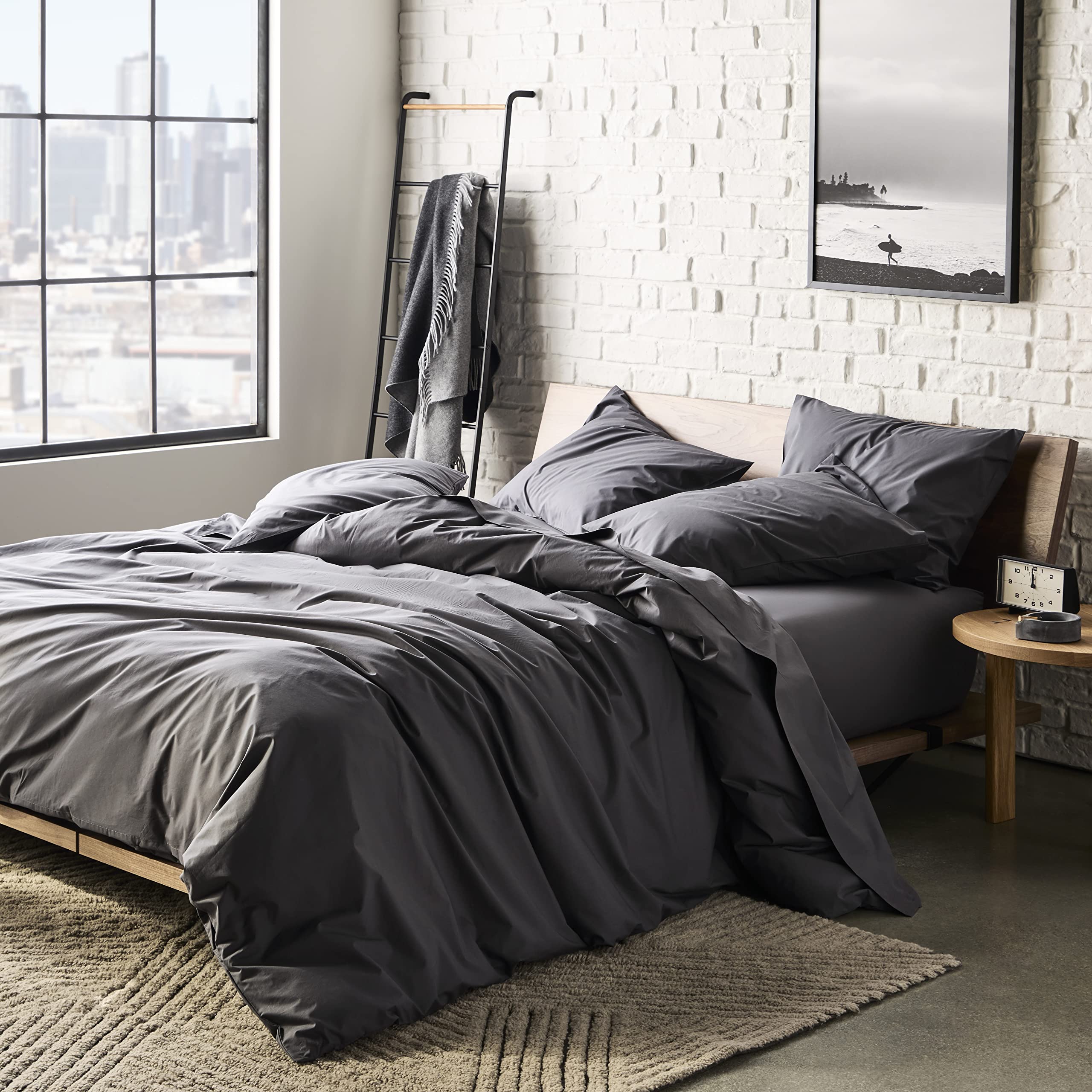 Brooklinen Luxury Percale Core Sheet Set, Full Size in Graphite - Fitted Sheet, Flat Sheet, 2 Pillowcases | Best Sheets