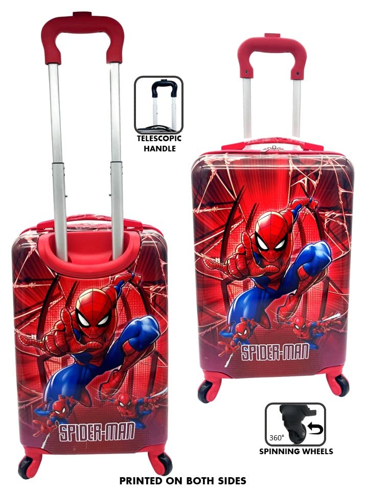 Fast Forward Kids Licensed Hard-Side 20” Spinner Luggage Lightweight Carry-On Suitcase (Spiderman - 2)