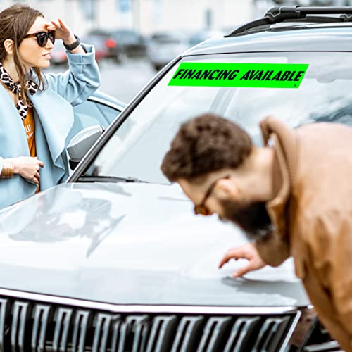 Versa Tags Windshield Slogan Stickers 12 Pack Each of ONE Owner, FINANCING Available, Warranty, Save, Sale (60) Window Stickers Total Dealership Stickers Black On Green