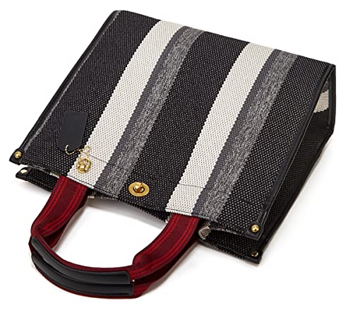 Tote Bag Hobo Bag for Women Canvas Shoulder Bag Chic Crossbody Bag Satchel Large Handbag Color Contrast Stripe