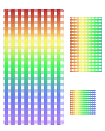 Rainbow Bath Towels Set for Bathroom, Soft Absorbent Durable Quick Dry Towel Set of 3 Multifuntion, 1 Bath Towel+1 Hand Towel +1 Washclothe, Colorful Gradient Plaid
