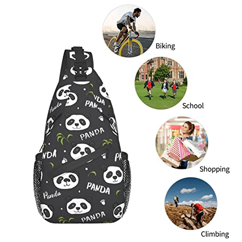 Panda Bear Annimal Crossbody Sling Bag With Adjustable Shoulder Strap Backpack For Hiking Travel Sport Climbing