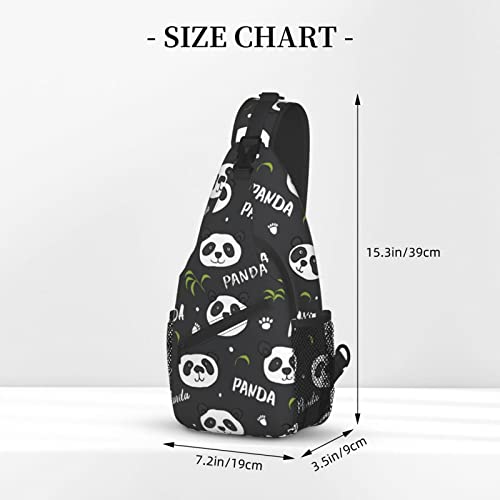 Panda Bear Annimal Crossbody Sling Bag With Adjustable Shoulder Strap Backpack For Hiking Travel Sport Climbing