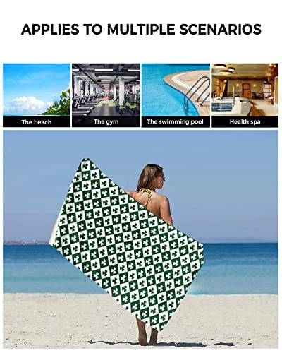 Comforance St. Patrick Bath Towels Set for Bathroom, Soft Absorbent Durable Quick Dry Towel Set of 3 Multifuntion, 1 Bath Towel+1 Hand Towel +1 Washclothe, Lucky Shamrock with Green Plaid Check