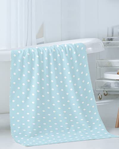 Comforance Easter Bath Towels Set for Bathroom, Soft Absorbent Durable Quick Dry Towel Set of 3 Multifuntion, 1 Bath Towel+1 Hand Towel +1 Washclothe, White Polka Dots Blue Background