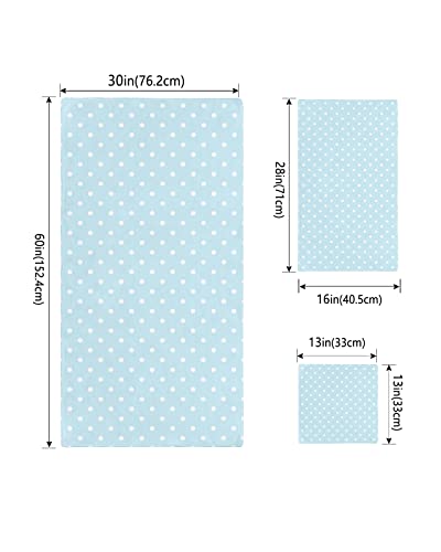 Comforance Easter Bath Towels Set for Bathroom, Soft Absorbent Durable Quick Dry Towel Set of 3 Multifuntion, 1 Bath Towel+1 Hand Towel +1 Washclothe, White Polka Dots Blue Background