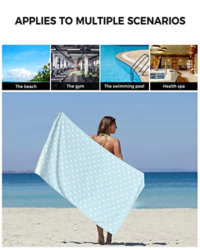 Comforance Easter Bath Towels Set for Bathroom, Soft Absorbent Durable Quick Dry Towel Set of 3 Multifuntion, 1 Bath Towel+1 Hand Towel +1 Washclothe, White Polka Dots Blue Background