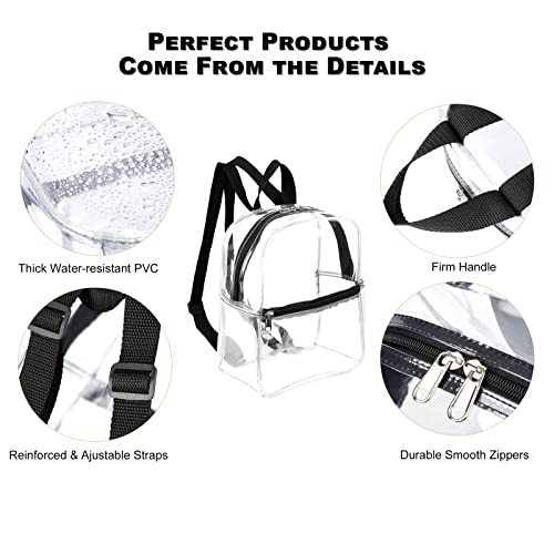 Keepcross Small Clear Backpack Stadium Approved for Concerts Games Sporting Events Festival,Mini Clear Stadium Bag for Women,Black