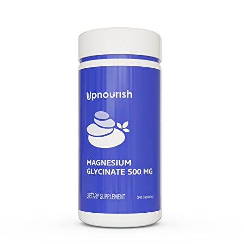 UpNourish Magnesium Glycinate Chelate 500mg Capsules - Highly Absorbable Chelated Magnesium - Pure Magnesium Supplement for Sleep & Calm Support, Nervous, Muscle & Bone Health