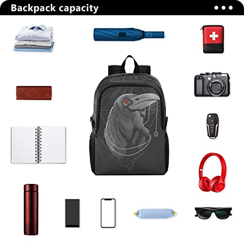 MCHIVER Crow Bird Lightweight Packable Hiking Backpack 22L Travel Bag Casual Daypack for Climbing Camping Hiking
