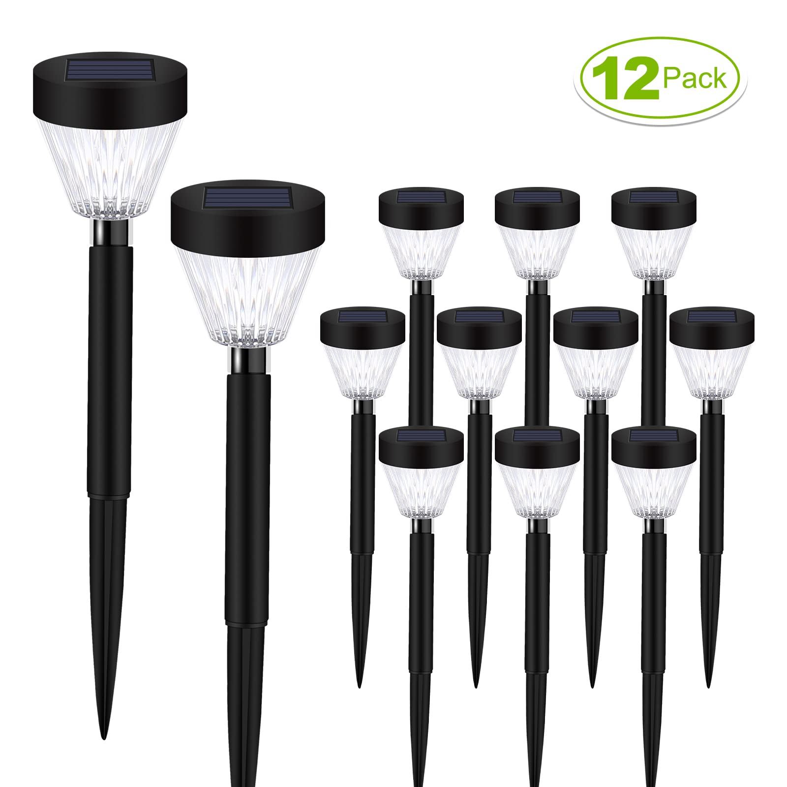 RIDALUX Solar Pathway Lights 12 Pack, Outdoor Waterproof Garden Lights Auto On/Off, Landscape Lighting Decorative for Yard Walkway Driveway Lawn