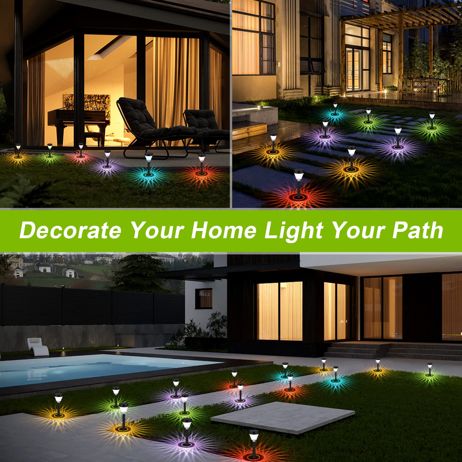 RIDALUX Solar Pathway Lights 12 Pack, Outdoor Waterproof Garden Lights Auto On/Off, Landscape Lighting Decorative for Yard Walkway Driveway Lawn