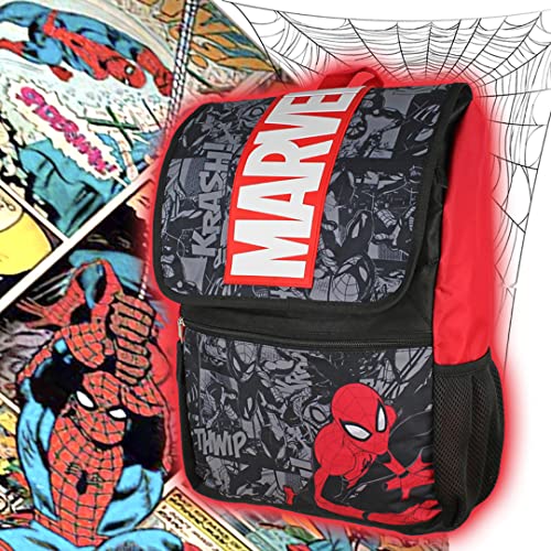 Marvel Spiderman Backpack Front Flap Compartment Travel Laptop Backpack With 3D Molded Marvel Logo