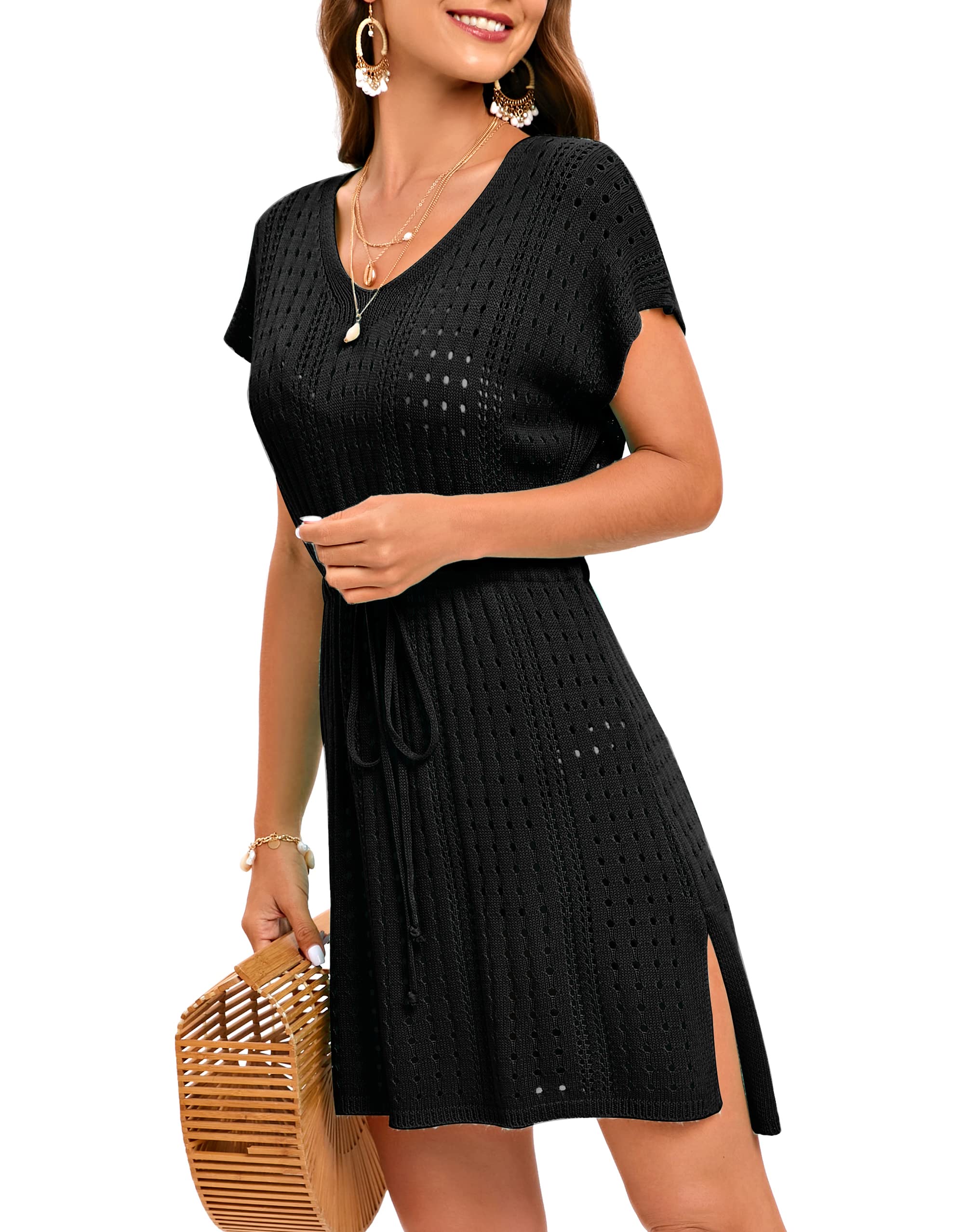 Jhsnjnr Womens Cover Ups for Swimwear Sexy Bikini Bathing Suit Cover Ups Crochet Beach Coverup Black