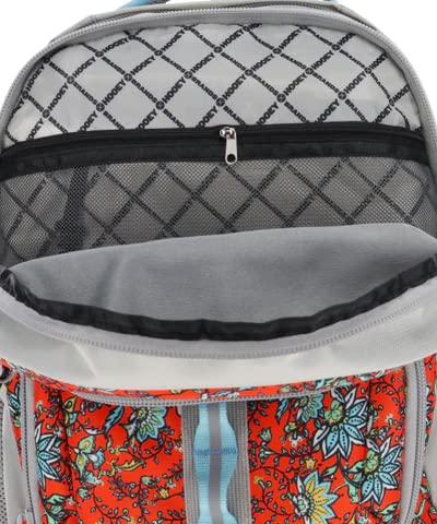 HOOEY Ox 40 Liter School Hiking Backpack Rain Cover Hat Strap Laptop Sleeve Hydro Pockets (Gray/Red/Blue)