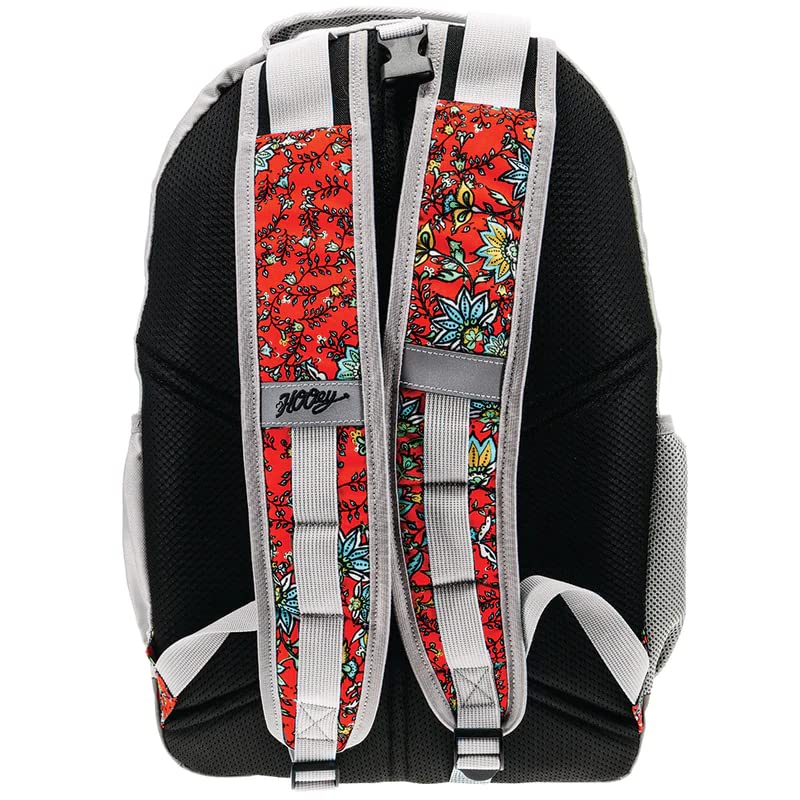 HOOEY Ox 40 Liter School Hiking Backpack Rain Cover Hat Strap Laptop Sleeve Hydro Pockets (Gray/Red/Blue)