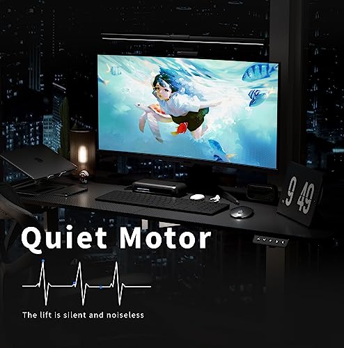 Shahoo Electric Standing Desk 55 Inch, Ergonomic Height Adjustable Table with T-Shaped Metal Bracket Modern Computer Workstations for Home Office, Black, 55x24 Inch