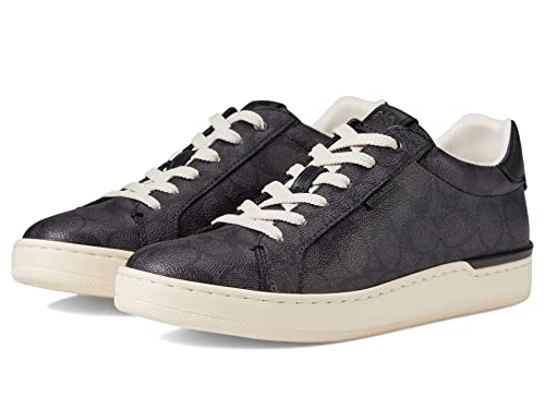 Coach Women's Lowline Coated Canvas Sneaker, Charcoal/Black, 7.5