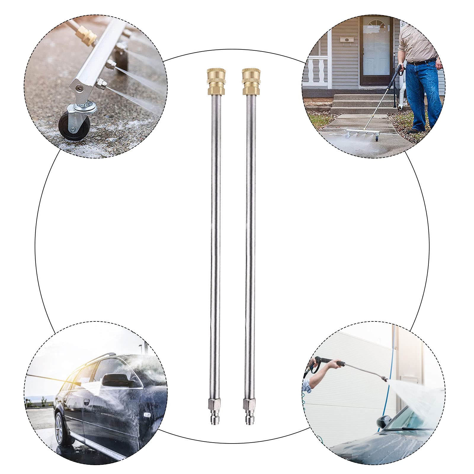 2Pcs Pressure Washer Extension Wand, 13 inch Jet Wash Extension Lance with 1/4 Inch Quick Connect for Power Washer