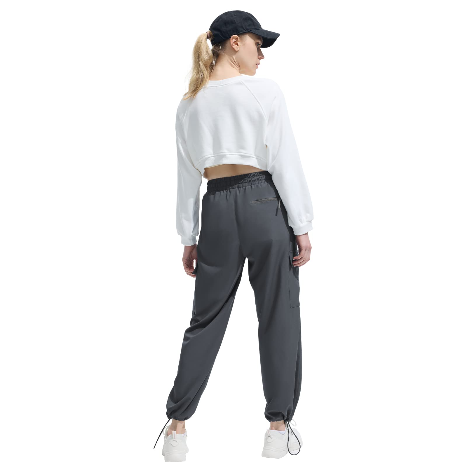 FARUNGS Quick Dry Cargo Pants Lightweight Tactical Hiking Pants with 5 Pockets for Women,Stretchy Waist and Water Resistant Grey