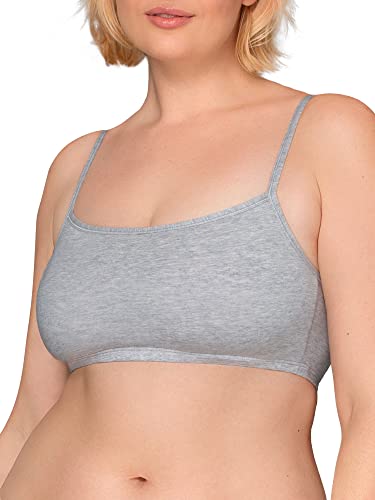 Fruit of the Loom Womens Spaghetti Strap Cotton Pull Over 3 Pack Sports Bra, Black/Heather Grey/Charcoal, 36