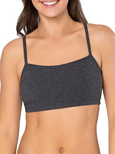 Fruit of the Loom Womens Spaghetti Strap Cotton Pull Over 3 Pack Sports Bra, Black/Heather Grey/Charcoal, 36